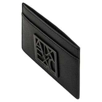 A|X Armani Exchange Susy Leather Credit Card Holder, Accessoire de Voyage-Porte-Cartes pour Femme, Noir, Taille Unique
