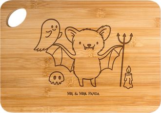Mr. & Mrs. Panda Holzbrett Fledermaus Dracula - Geschenk, Brotzeitbrett, Dekoration, Schneidebrett, holzschneidebrett, Hackbrett, Servierbrett, Fr&uuml;hst&uuml;cksbrettchen