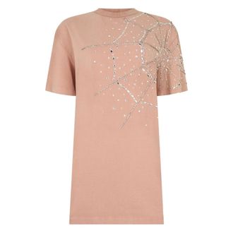 Philipp Plein Femme, Robes, Rose, Taille: 42 FR T-Shirt Dress Spiderweb Strass