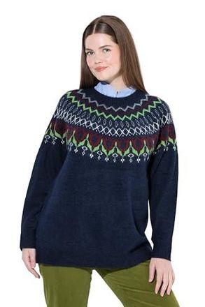 Ulla Popken Pull norv&eacute;gien pour Femme, Marine, 44-46