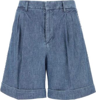 Valentino Garavani Homme, Shorts, Bleu, Taille: M Bermuda en denim avec ourlet jacquard