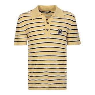 Palm Angels Homme, Tops, Jaune, Taille: M Logo Patch Striped Terry Polo