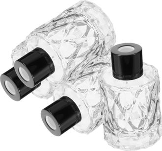 DOITOOL 4 Stück Teiliges Aromatherapie Glasflaschen mit Prägung Leere Duftöl Diffusor Behälter für Ätherische Öle Kompakt und Dekorativ für Schlafzimmer Wohnz
