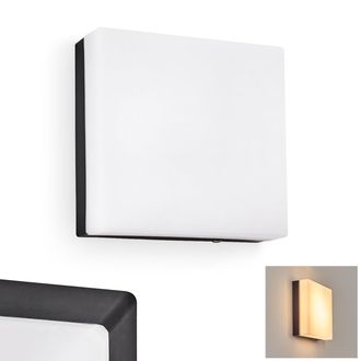 HOFSTEIN LED Au&szlig;enwandleuchte Sneslev, Au&szlig;enwandlampe mit Bewegungsmelder aus Metall/Kunststoff in Schwarz/Wei&szlig;, moderne Wandleuchte f&uuml;r Garten, Au&szlig;enfassade, 