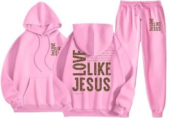 Generic Jesus Loves You Pull &agrave; Manches Longues pour Femme, imprim&eacute; Lettres, Cordon de Serrage, Sweat &agrave; Capuche surdimensionn&eacute;, Sweat-Shirt surdimensionn&eacute; pour