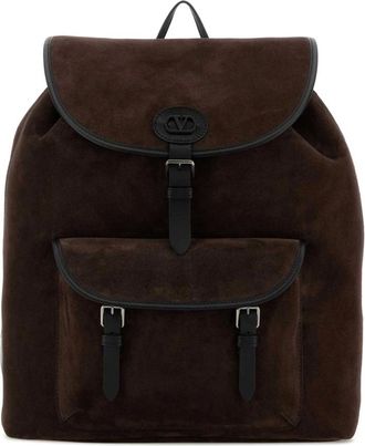 Valentino Garavani Homme, Sacs, Brun, Taille: ONE Size Antibes Suede Backpack
