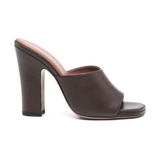 PARIS TEXAS Femme, Chaussures, Brun, Taille: 40 EU Sandales en Peau de Mouton Noir &agrave; Bout Ouvert