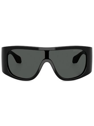 Giorgio Armani lunettes de soleil à logo imprimé - Noir
