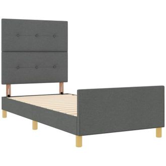 vidaXL Cadre de lit avec t&ecirc;te de lit Gris fonc&eacute; 80 x 200 cm tissu Vidaxl