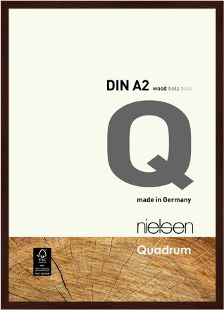 Nielsen Design Bilderrahmen, 42 x 59,4 cm (A2), Holz, Weng&eacute;, Posterrahmen zum Aufh&auml;ngen im Hoch- & Querformat, Echtglas, Quadrum