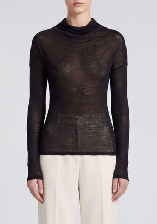 Victoria Beckham Transparentes Wollmisch-Top mit Stehkragen von und drapiertem Ausschnitt
