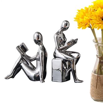 Generic Buchstützen für dekorative Regale | 2 x abstraktes Statuen-Design, rutschfeste Keramik-Buchstützen für Zuhause, Badezimmer