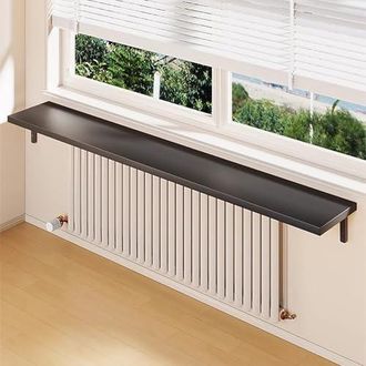 Generic JCSRYD Tablette Radiateur, Etagere Flottante Murale, &Eacute;tag&egrave;re Rectangulaire en Bois avec Supports M&eacute;talliques pour Salon et Chambre &agrave; Coucher(Black,120