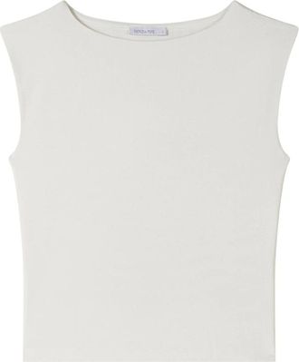 Patrizia Pepe Femme, Tops, Blanc, Taille: 40 FR T-shirt en jersey modal avec d&eacute;tail dos fendu