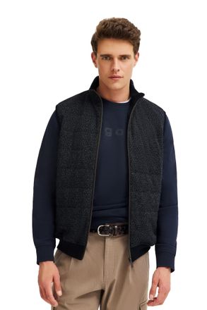 Bugatti Herren Sweatweste 8800-85052D Regular Fit, Rei&szlig;verschluss, Stehkragen, Vordertaschen, Baumwolle