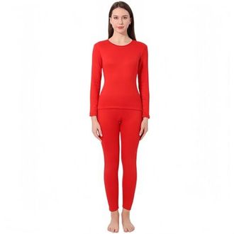 Generic Ensemble thermique pour femme par temps froid, pantalon long avec doublure en polaire &agrave; manches longues et legging - Ensemble de d&eacute;tente pour femme, F