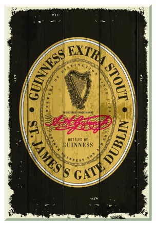Guinness Nostalgisches Guinness-Holzschild mit Heritage Extra Stout-Aufdruck