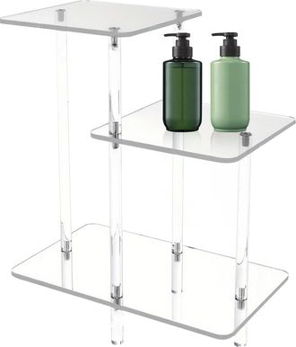 Generico Beistelltisch aus transparentem Acryl, moderner Nachttisch, 3 Ebenen, transparent, für Handy, Wohnzimmer, Schlafzimmer, Halle, Eingang, Terrasse, Zuha