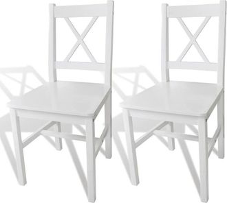 vidaXL Vidaxl - Chaises &agrave; manger lot de 2 blanc bois de pin