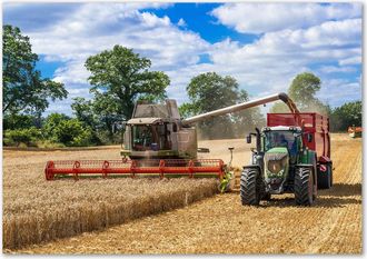 Tulup Leinwandbild - Wandkunst - Drucke auf Leinwand - Leinwanddruck -100x70 cm - Fahrzeuge - Mehrfarbig - M&auml;hdrescher Traktor