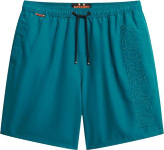 Superdry Herren 43 cm Lange Premium Badeshorts mit Stickerei Waldgr&uuml;n XXL