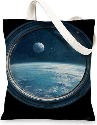 Generic Sacs fourre-tout en toile artistique, motif planète moderne, sacs de courses réutilisables, légers et lavables, sacs en toile respectueux de lenvironn