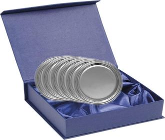 Silberkanne 6 Gl&auml;serteller Glasuntersetzer Innen 8 cm Au&szlig;en 11,5 cm Premium Silber Plated edel versilbert Fertig zum verschenken mit schicker Geschenkverpackung