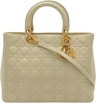 Dior Pre-owned Lady Dior Leather 2way Bag - Femme - Pre-owned - Beige - Taille: ONE Size