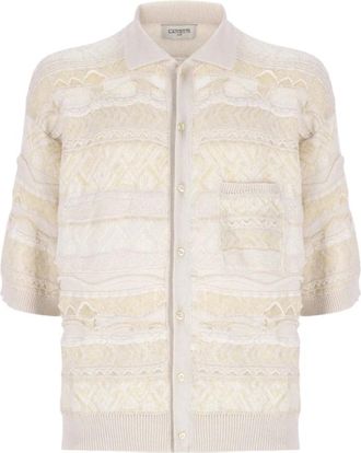 Laneus Femme, Pulls, Beige, Taille: 38 FR Polo en maille de coton