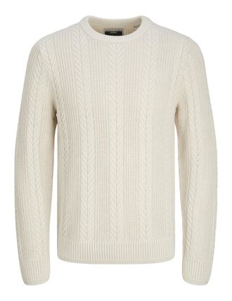 Jack & Jones JACK&JONES Herren JCOCIPHER Knit Crew Neck Strickpullover, Moonbeam, Medium