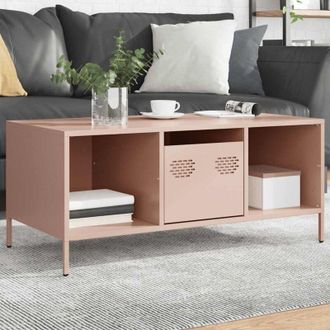 vidaXL Table basse rose 101,5x50x43,5 cm acier lamin&eacute; &agrave; froid - Vidaxl