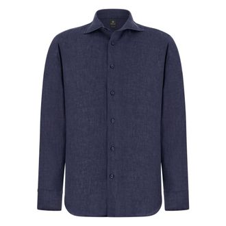 Boggi Milano Homme, Chemises, Bleu, Taille: 3XL Chemise en Lin Coupe R&eacute;guli&egrave;re