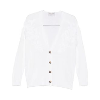 Ermanno Scervino Femme, Pulls, Blanc, Taille: 38 FR Cardigan Brod&eacute; de Fleurs
