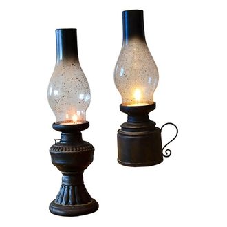 Angoily 2 St&uuml;ck Vintage Petroleumlampe aus Glas und Harz Rustikale Retro &Ouml;llampe Als Dekoration und Foto Accessoire Umweltfreundliches Modell f&uuml;r Zuhause und 