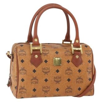 MCM Sac &agrave; main en toile Pre-owned - Femme - Pre-owned - Brun - Taille: ONE Size