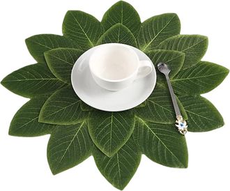 Generic Esstischsets - Tischsets f&uuml;r Esstisch, Tischsets in Blattform, gr&uuml;ne Bl&auml;tter f&uuml;r die Dekoration des Esszimmers | waschbare Esstischmatte, Isoliermatte