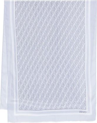 Liu Jo Femme, Accessoires, Bleu, Taille: ONE Size &Eacute;charpe &agrave; Franges et Motif Logo