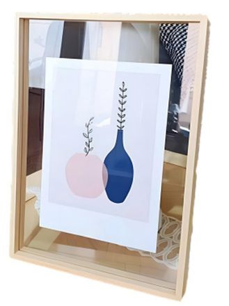 Generic Schwebender Bilderrahmen, Doppelseitiger, Transparenter Acryl-Bilderrahmen, Eichenholzstruktur, Poster-Display-Bilderrahmen(10IN)