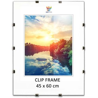 MG Design Cliprahmen 45 x 60 cm - rahmenloser Bilderrahmen mit Acrylglas & HDF R&uuml;ckwand - f&uuml;r Fotos, Poster & Puzzle, vertikal & horizontal