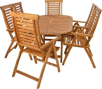 Generic Rattanland Gartenm&ouml;bel Set Holz, Klappbar Bristol Gartentisch mit 6 Ascot St&uuml;hlen (FSC - zertifiziertes Teakholz) M&ouml;belsets, Ausziehbar Gartentisch, M