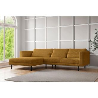 Fun M&ouml;bel Fun Moebel - Ecksofa Designersofa agada in Stoff Poso Senfgelb Ottomane Links