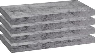 Woltu 4X Wandregal Wandboard Bücherregal Regale für Deko Wandablagen aus MDF Holz, 4er Set Hängeregal Grau Eiche, 50x22,9x3,8cm RG9368grei-4