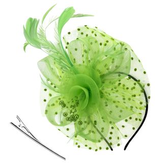 Dreshow Fascinators Hut Blume Mesh B&auml;nder Federn auf einem Stirnband und Einem Geteilten Clip Cocktail Tea Party Headwear f&uuml;r M&auml;dchen und Damen