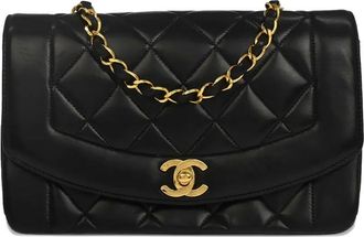 Chanel 1992 kleine Diana Schultertasche - Schwarz