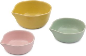 Jamie Oliver Big Love Pinch-Me-Töpfe, Steingutschälchen, 3er-Set, Messbecher 1,.5, ¼ Tassen, Spülmaschinenfest, Mehrfarbig, 11x10x5cm