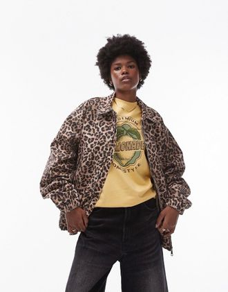 Topshop Bomberjacke aus Baumwolle mit Leopardenmuster-Bunt