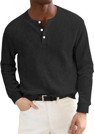 Generic Polo confortable et fluide pour homme, coupe classique, d&eacute;contract&eacute;, vintage, boutonn&eacute;, l&eacute;ger et respirant, t-shirts dext&eacute;rieur, Noir, 3XL