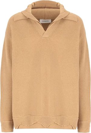 Laneus pull côtelé à capuche - Marron