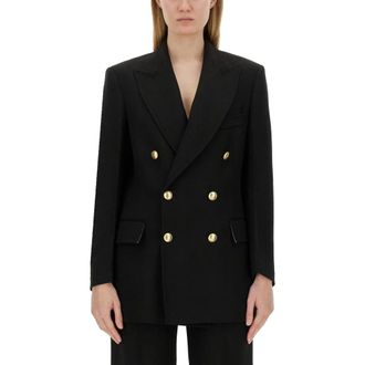 Victoria Beckham Femme, Vestes, Noir, Taille: 36 FR Veste Crois&eacute;e &agrave; D&eacute;tails Boutonn&eacute;s