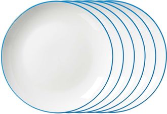 Ritzenhoff & Breker Adela Dessertteller 20.5 cm, 6er Set, Runde Kuchenteller mit schmalem Farbrand, Sp&uuml;lmaschinenfest, Blau